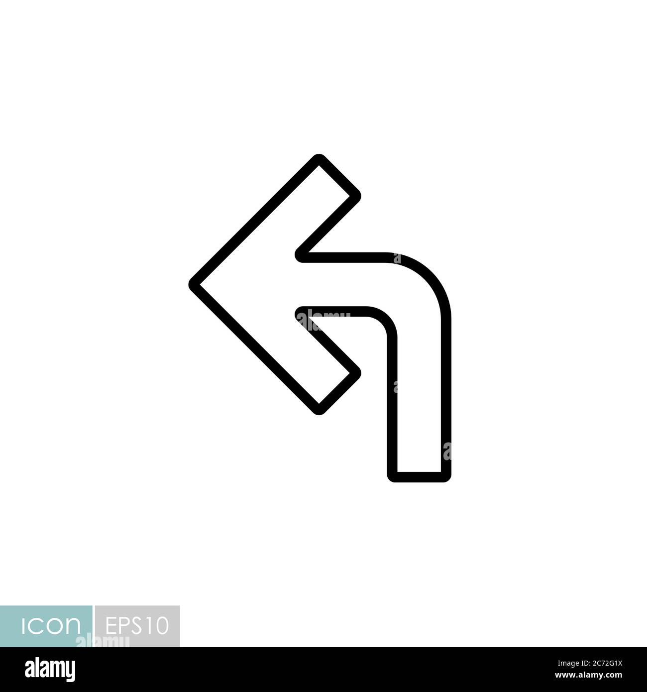 Turn left arrow vector icon. Navigation sign. Graph symbol for travel and tourism web site and ...