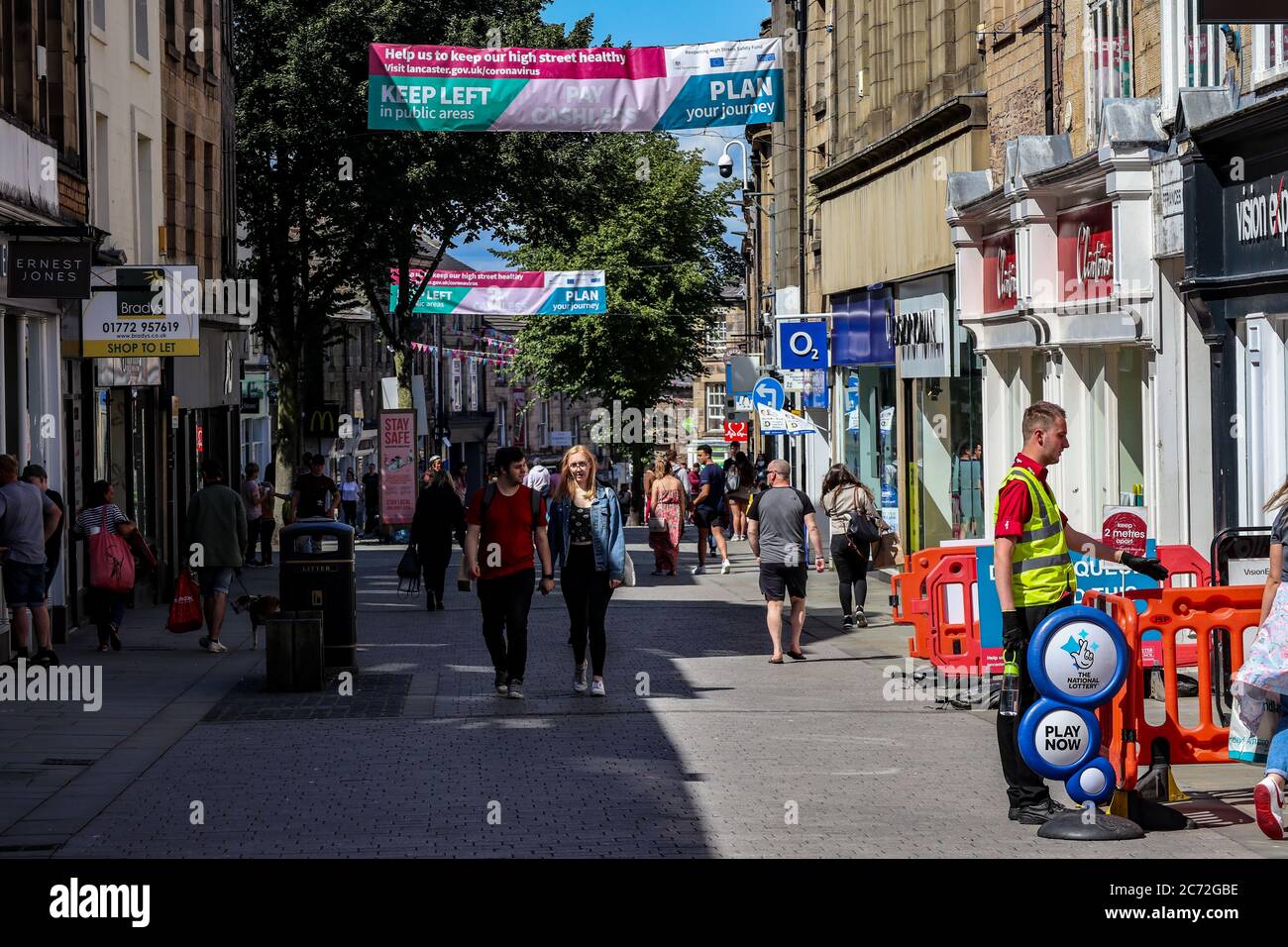 Lancaster, United Kingdom. 12th July, 2020. High street in Lancaste ...