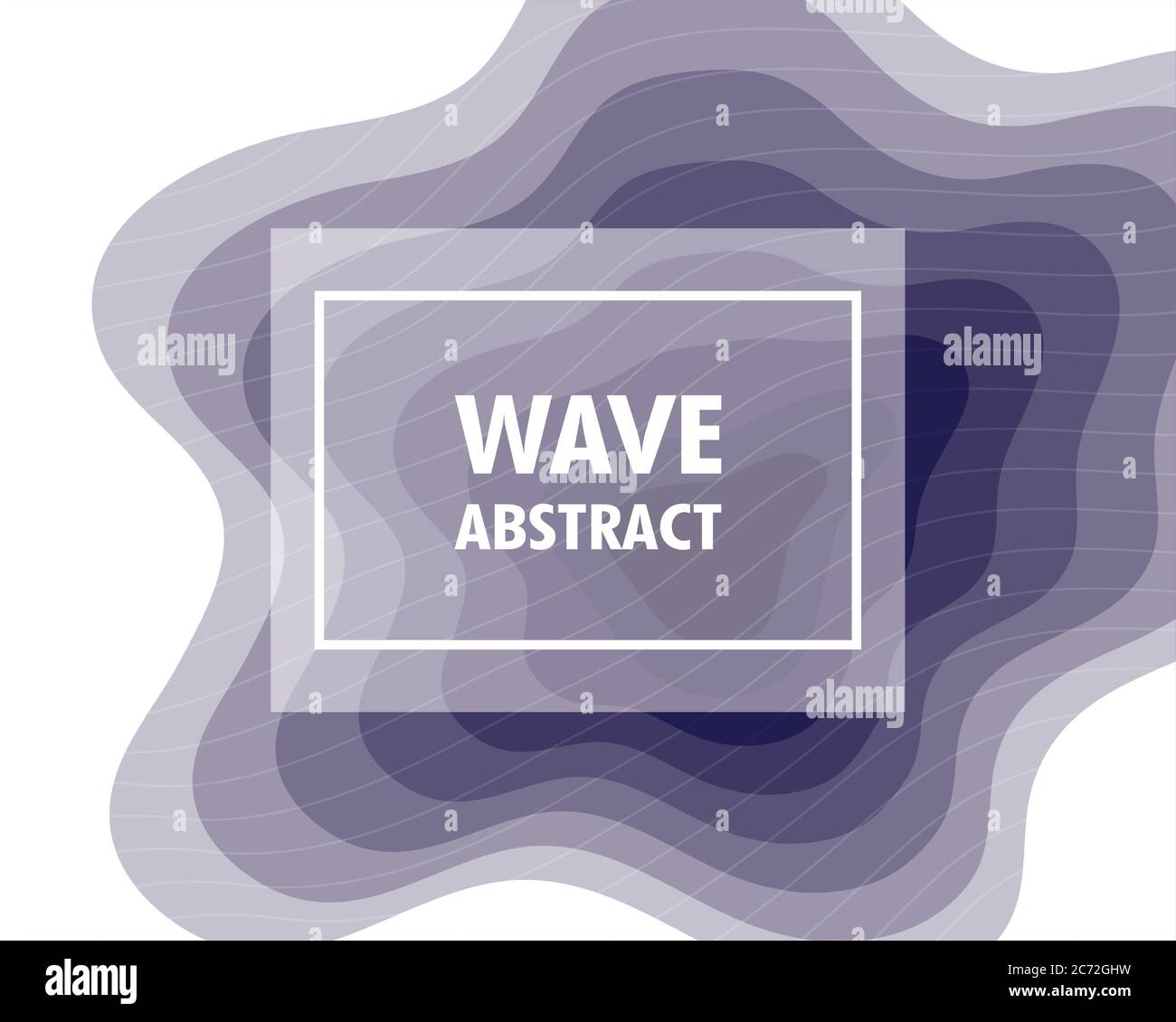 wave abstract with lettering and square frame in white background ...