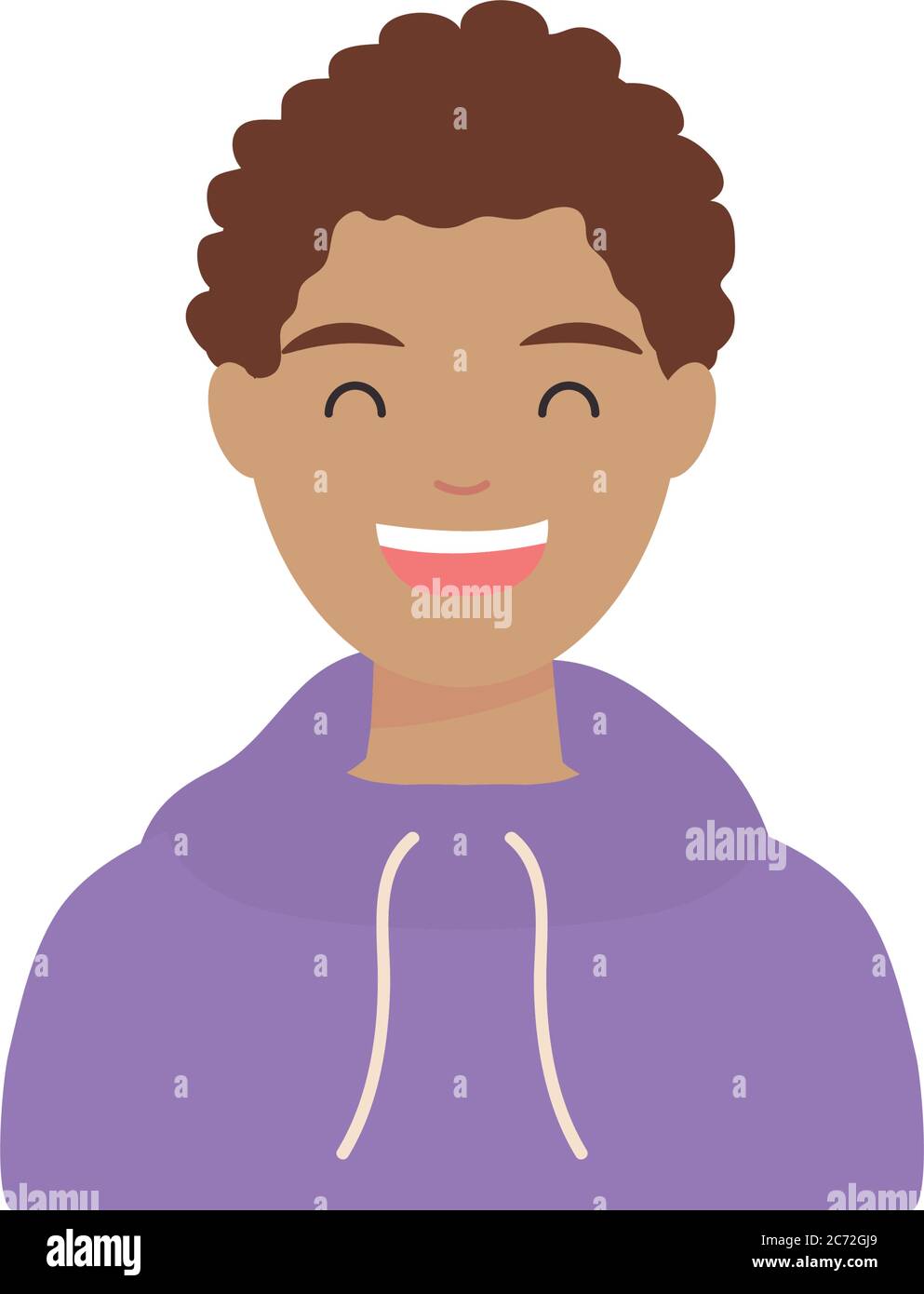diversity people concept, cartoon man smiling wearing a hoodie over ...