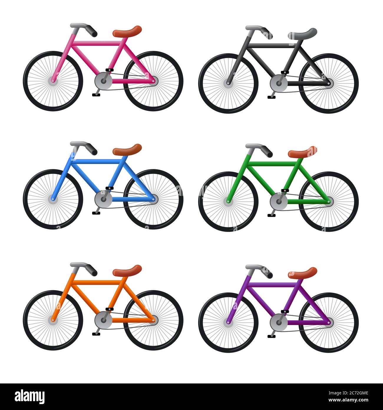 illustration of the colorful bicycles icon set on the white background ...