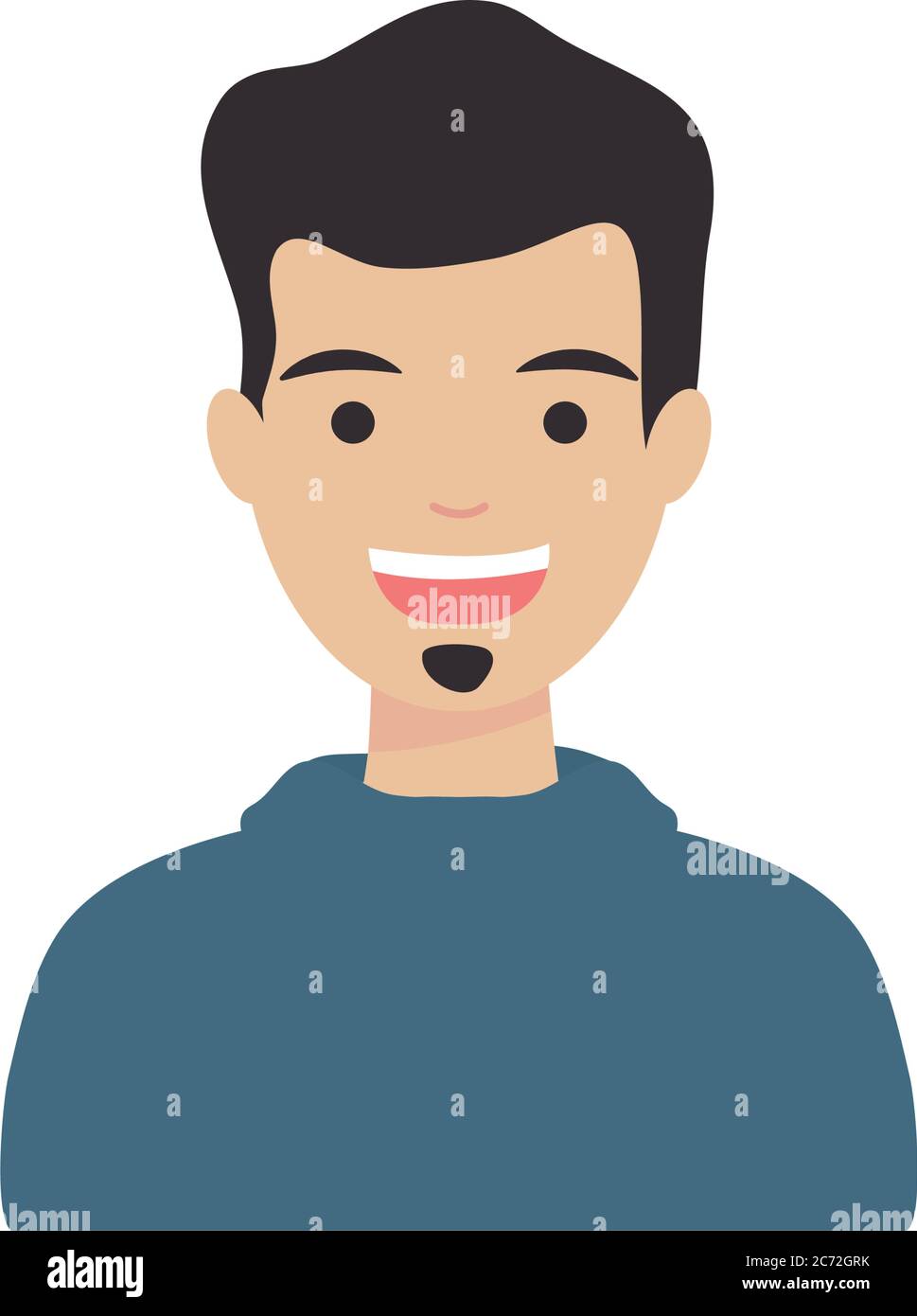 young man smiling icon over white background, flat style, vector ...