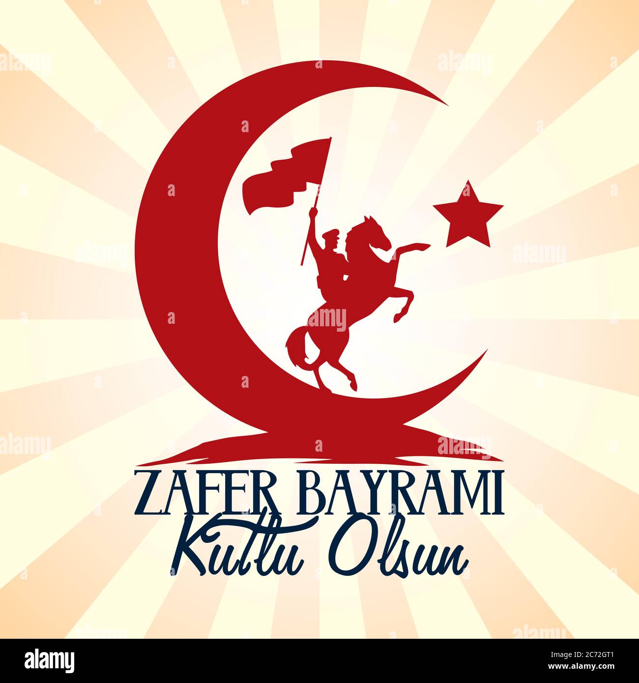 zafer bayrami celebration card with soldier in horse vector ...