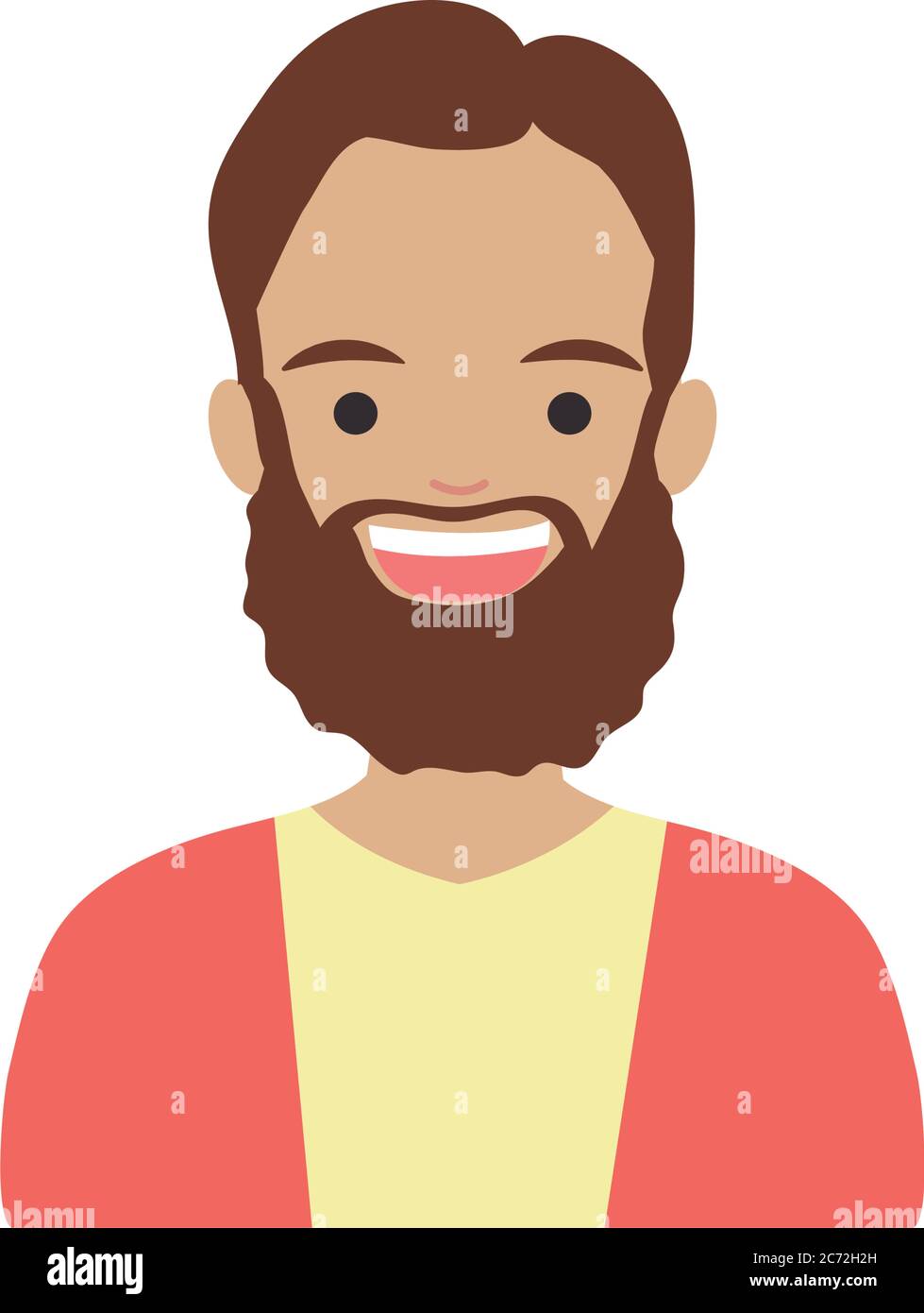 diversity people concept, cartoon man with beard smiling over white ...