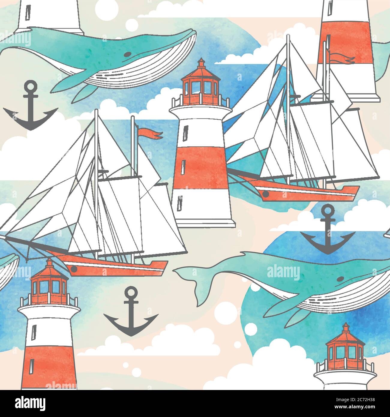 Nautical seamless background Stock Vector Image & Art - Alamy