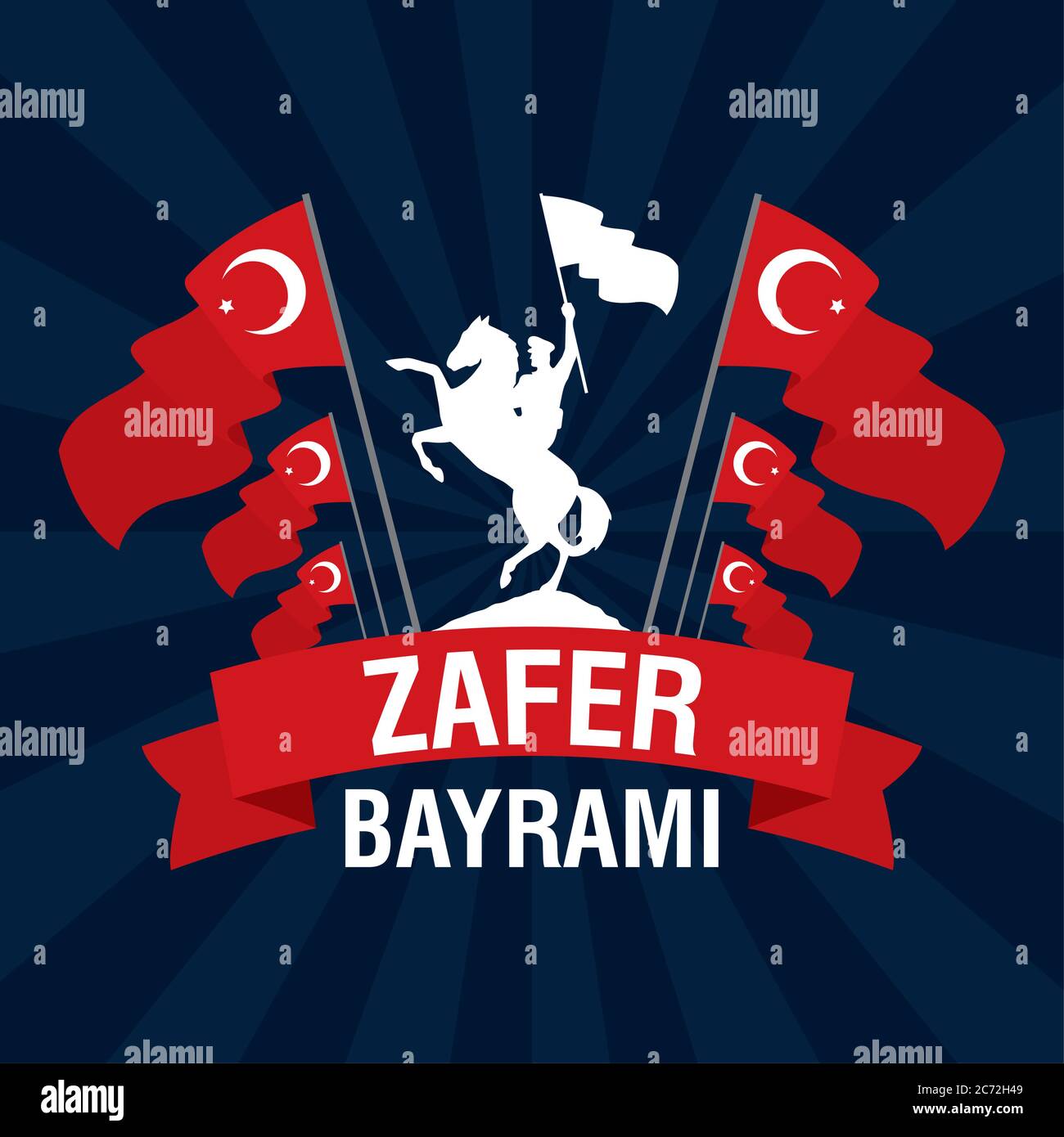 zafer bayrami celebration card with soldier in horse vector ...