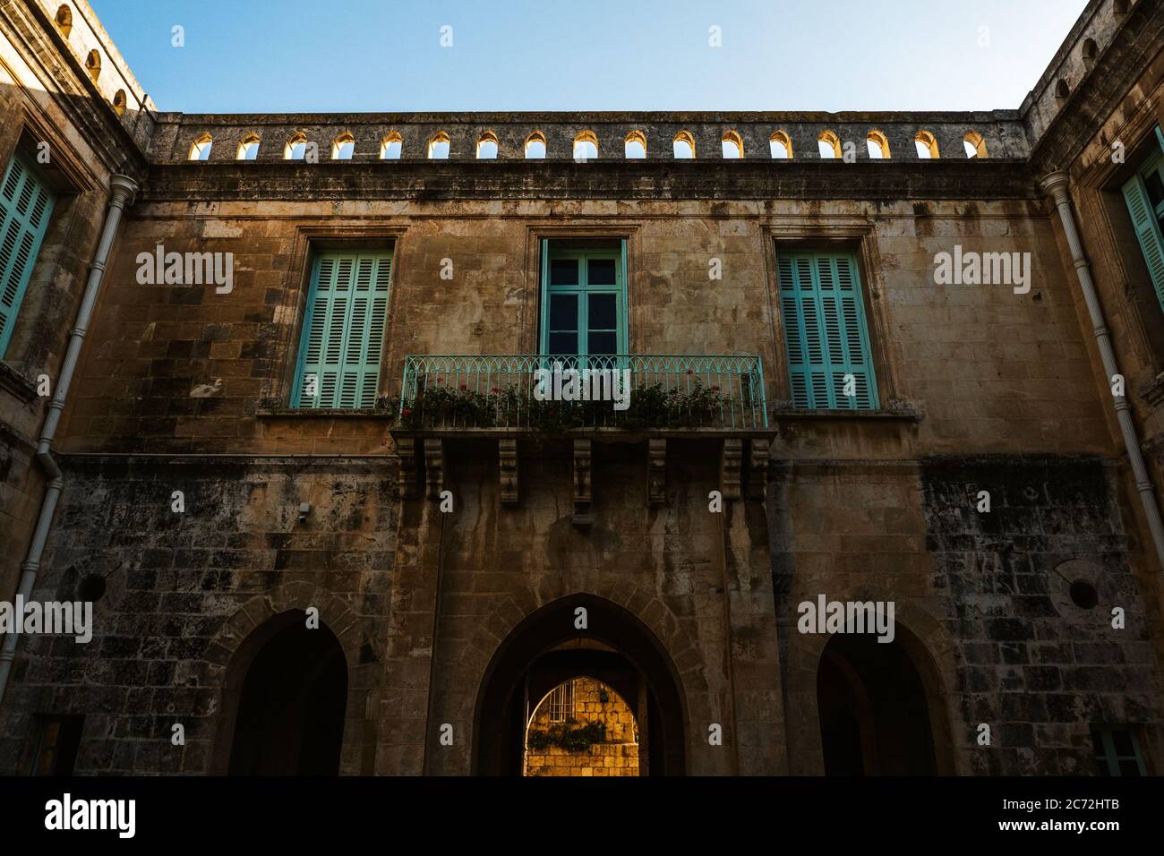 Beautiful blue windows, city of Jerusalem Israel Stock Photo - Alamy