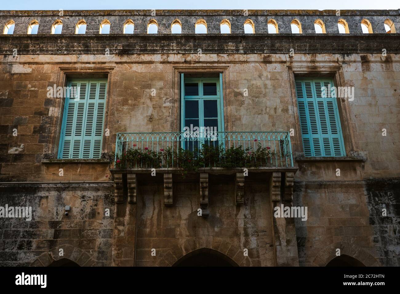 Beautiful blue windows, city of Jerusalem Israel Stock Photo - Alamy