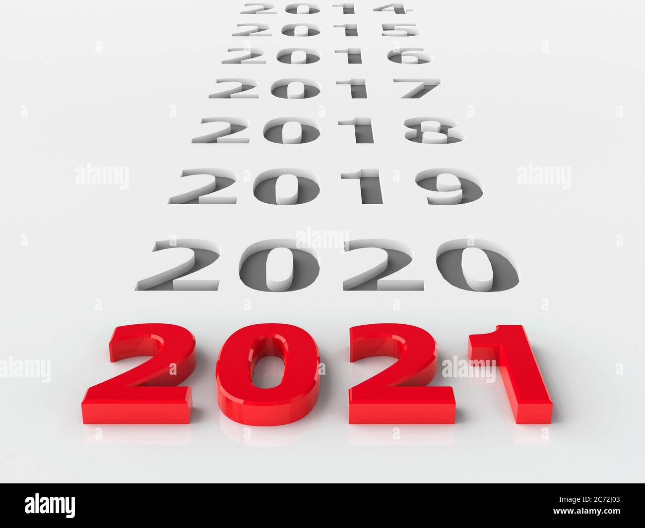 2021 past represents the new year 2021, three-dimensional rendering, 3D ...