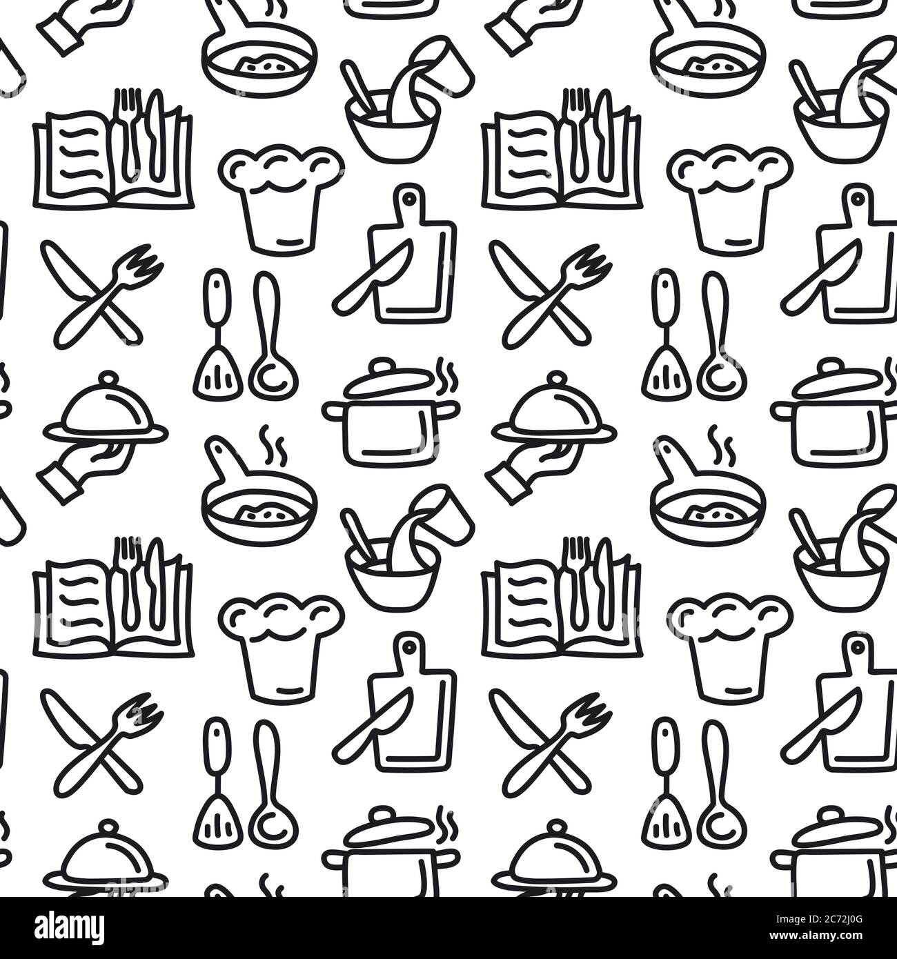 illustration of the cooking and preparation food seamless pattern Stock ...