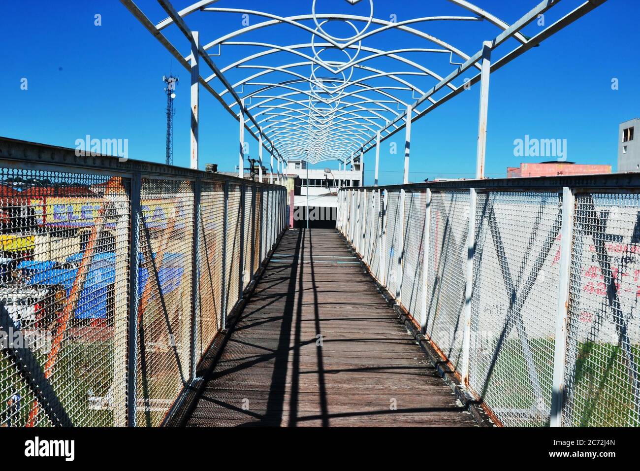 Bridge. Railroad pedestrian crossing bridge in the interior of Brazil ...