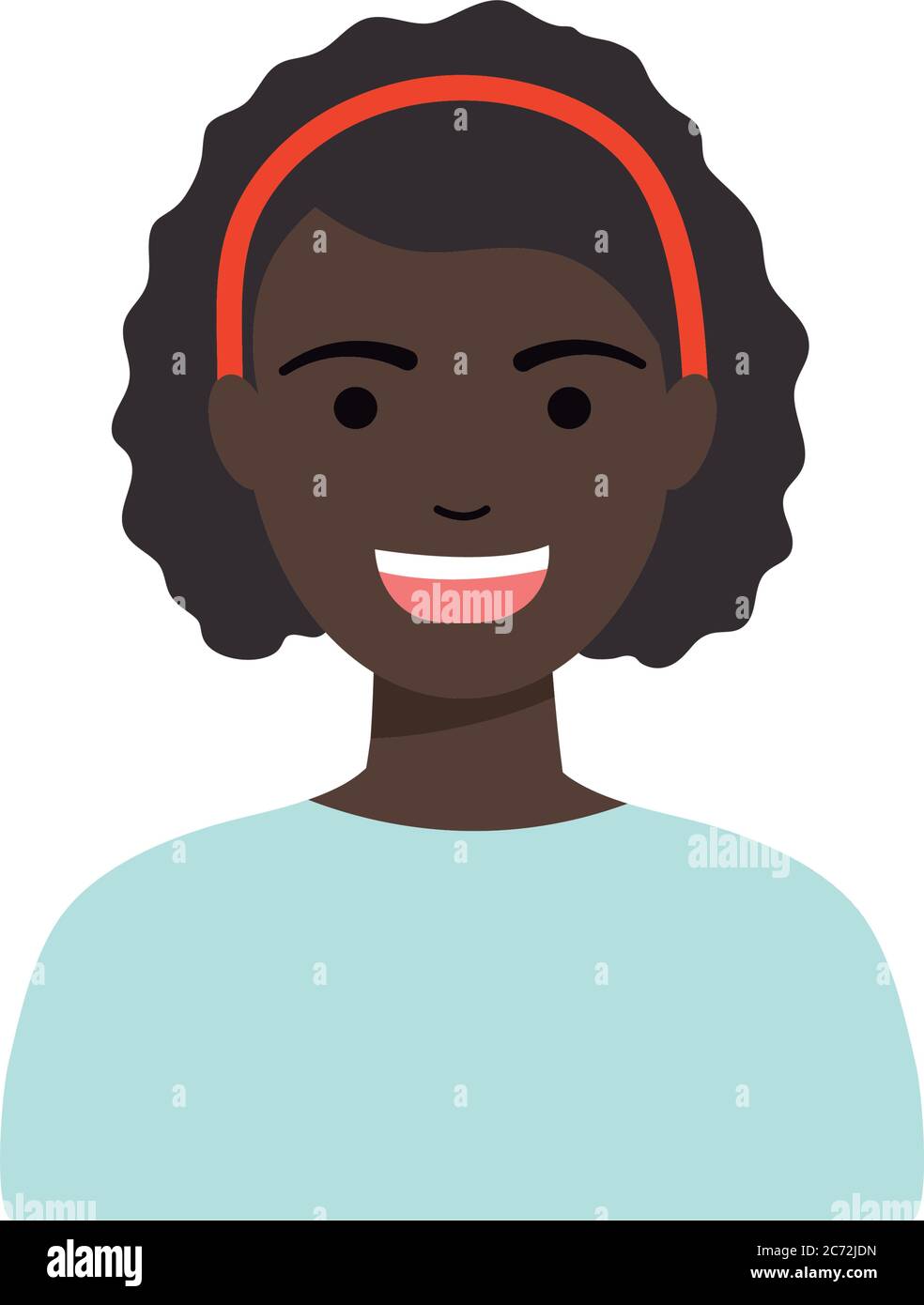 diversity people concept, cartoon afro woman smiling over white ...