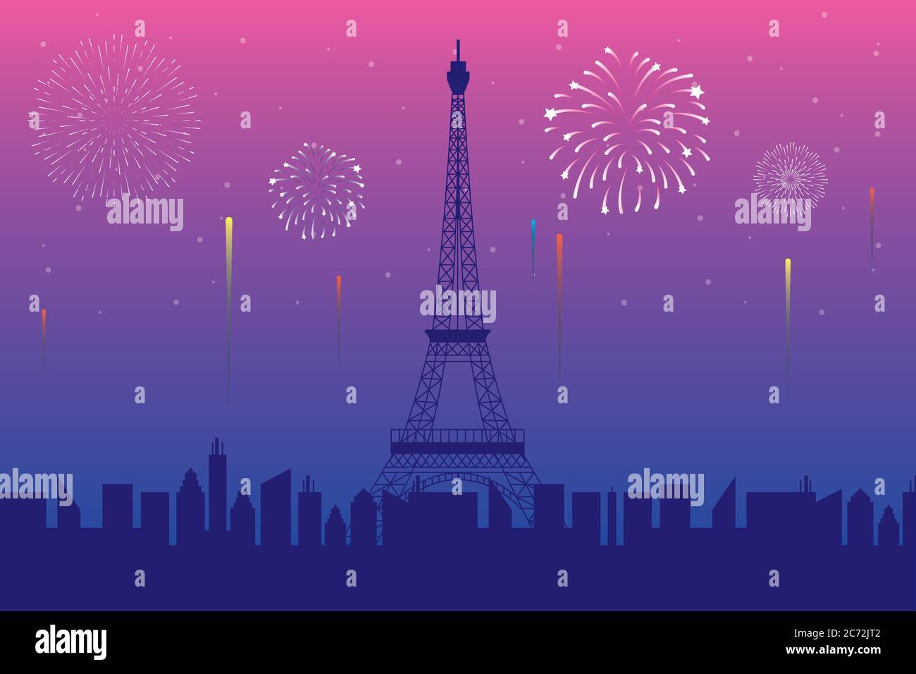 The paris skyline at night with the eiffel tower Stock Vector Images ...