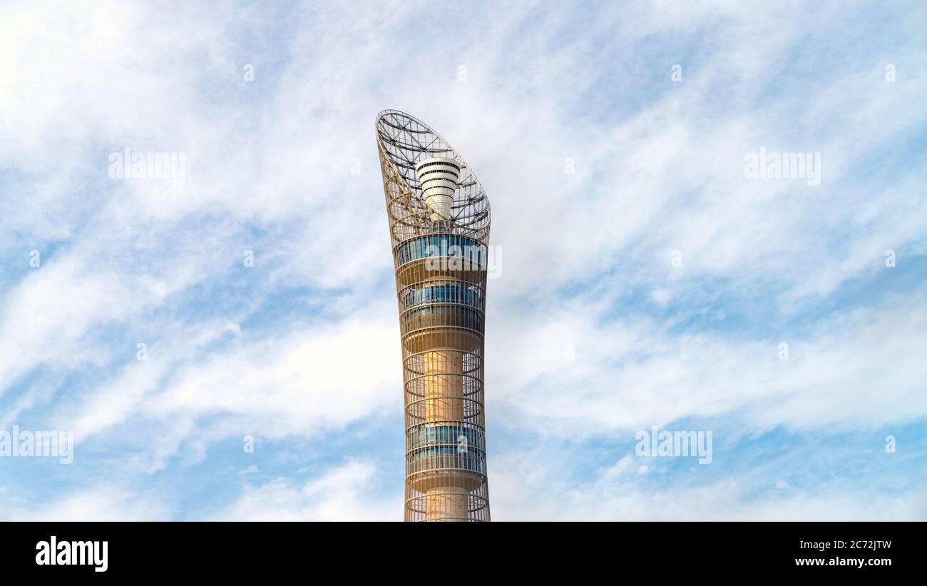 Doha, Qatar - February 2019: Aspire Tower, nicknamed Torch Doha ...
