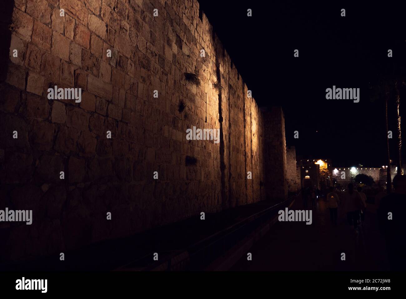 Light on the wall in the dark, city of Jerusalem Israel Stock Photo - Alamy