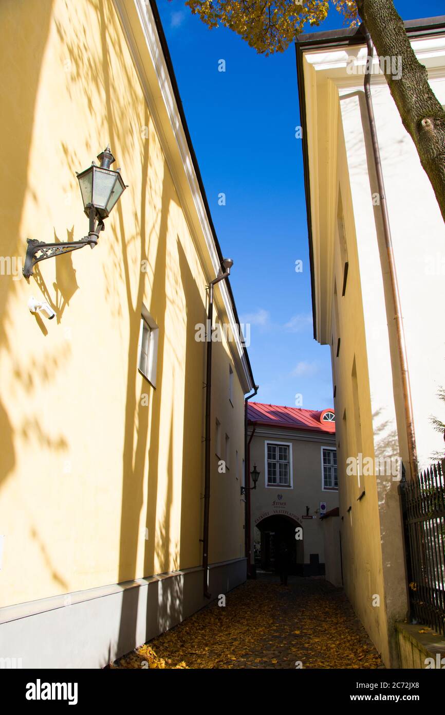 TALLINN, ESTONIA - OCTOBER 20,2017 - Building in the old town, famous ...