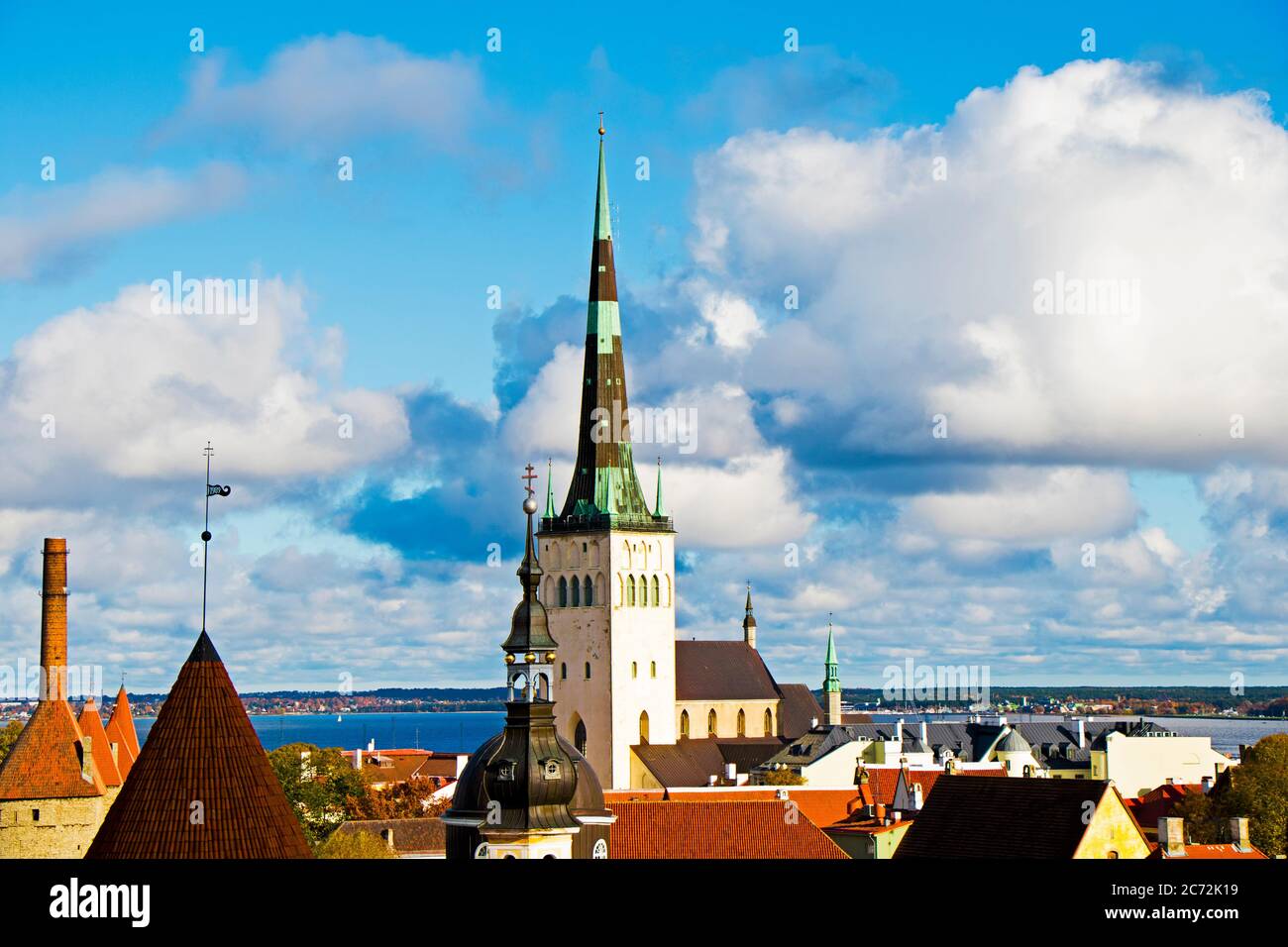 Tallinn city view, colorful roofs and buildings. Lithuania Stock Photo ...
