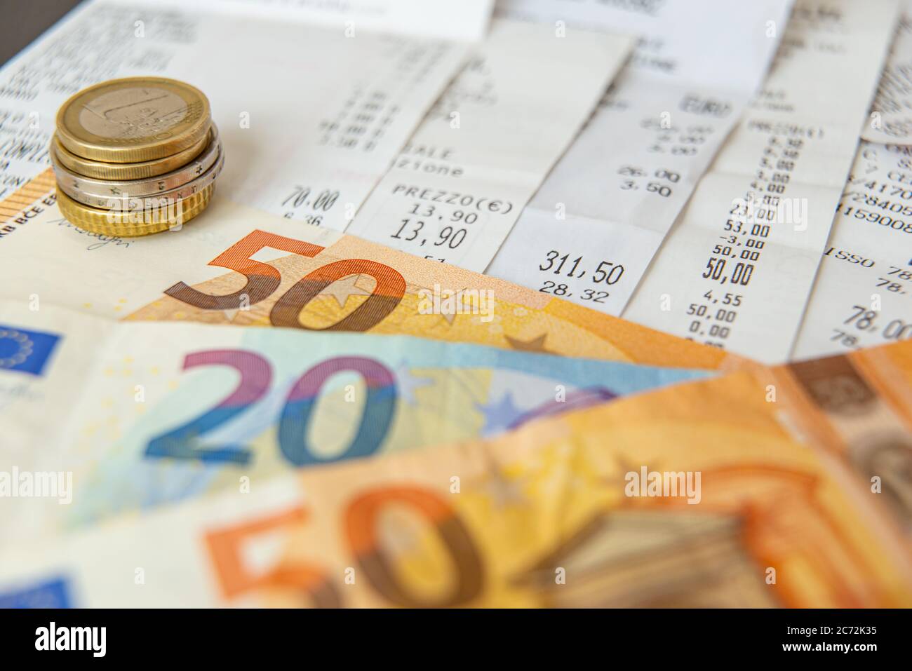 Money and receipts, ordinary living expenses Stock Photo - Alamy