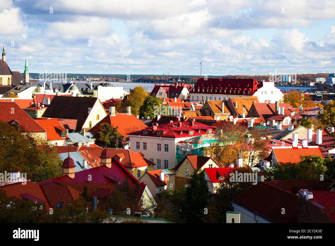 Tallinn city view, colorful roofs and buildings. Lithuania Stock Photo ...