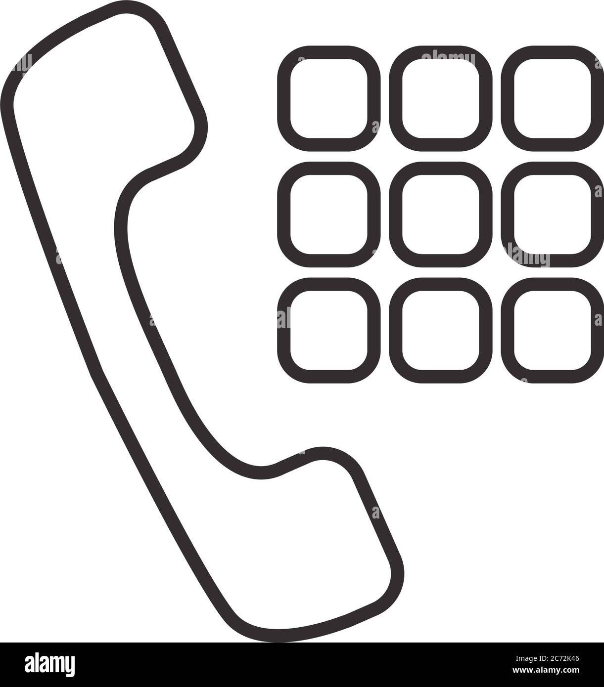 Phone and buttons line style icon design, Call telephone communication ...
