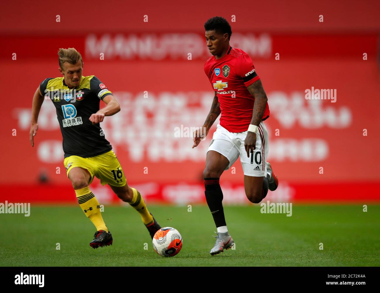 Southampton's James Ward-Prowse (left) and Manchester United's Marcus ...