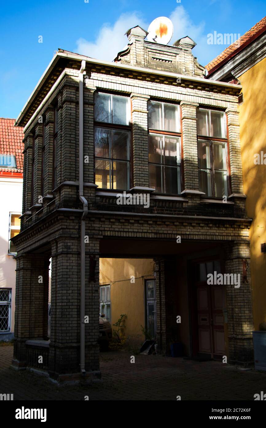 TALLINN, ESTONIA - OCTOBER 20,2017 - Building in the old town, famous ...
