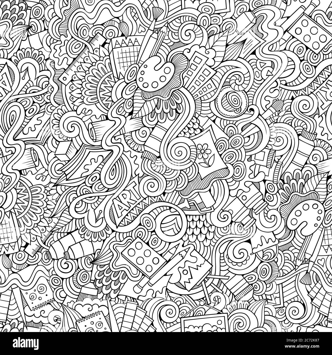Cartoon vector art and craft seamless pattern Stock Vector Image & Art ...