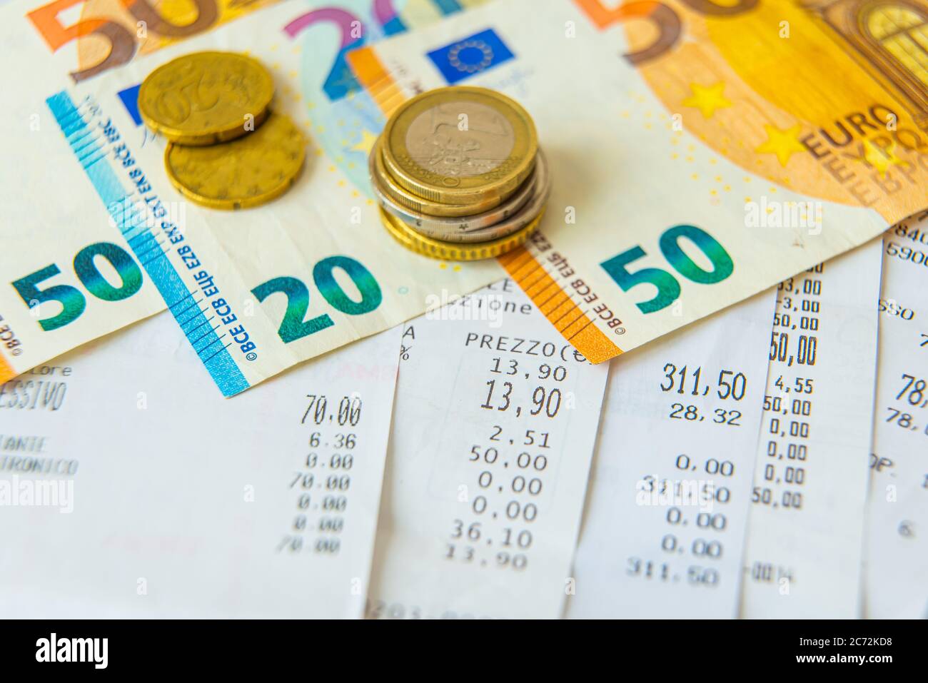 Money and receipts, ordinary living expenses Stock Photo - Alamy