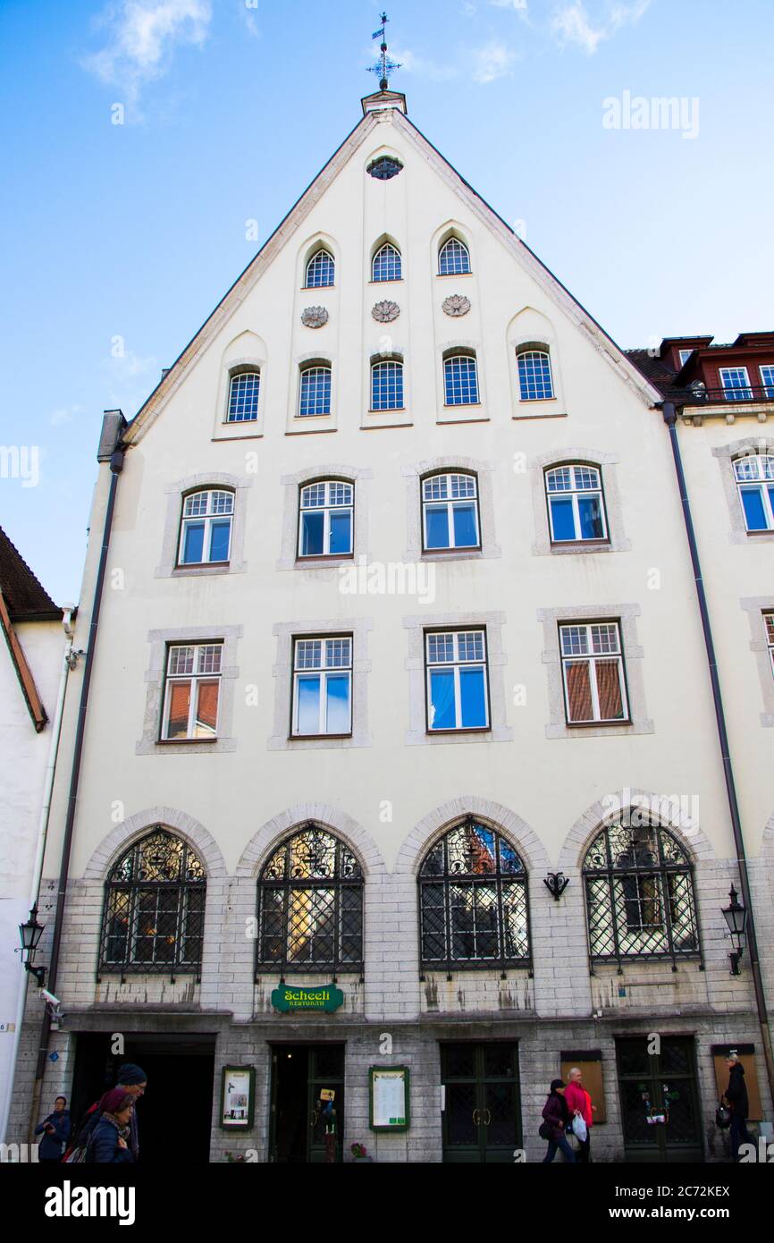 TALLINN, ESTONIA - OCTOBER 20,2017 - Building in the old town, famous ...