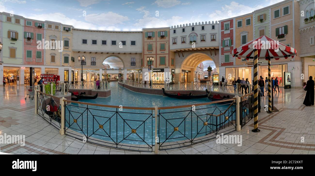 Doha, Qatar - February 2019: Interior scene from Villaggio shopping ...