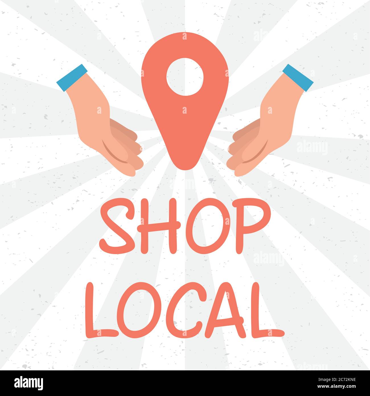 local shop campaign with lettering and hands lifting pin location ...