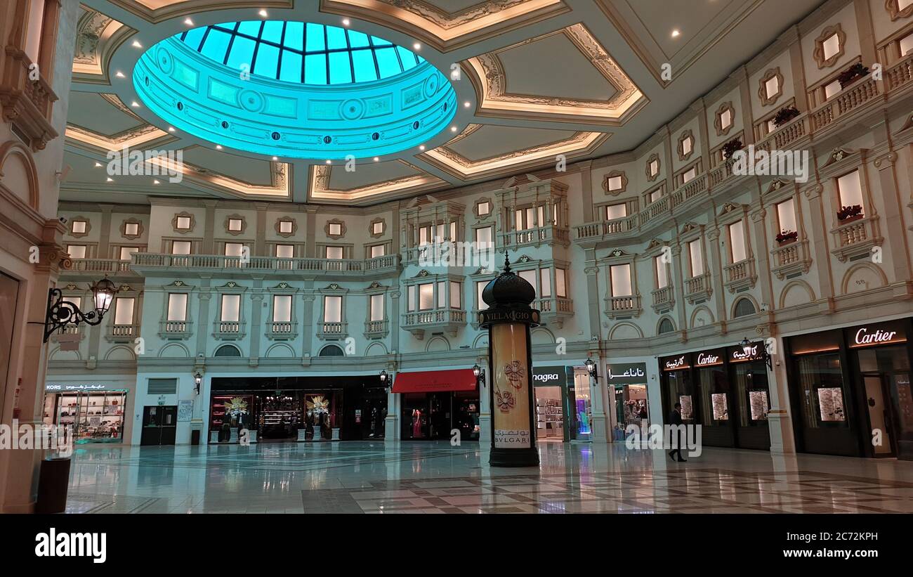 Doha, Qatar - February 2019: Interior scene from Villaggio shopping ...
