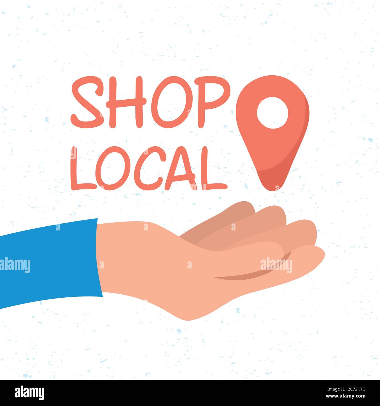 local shop campaign with lettering and hand lifting pin location vector ...