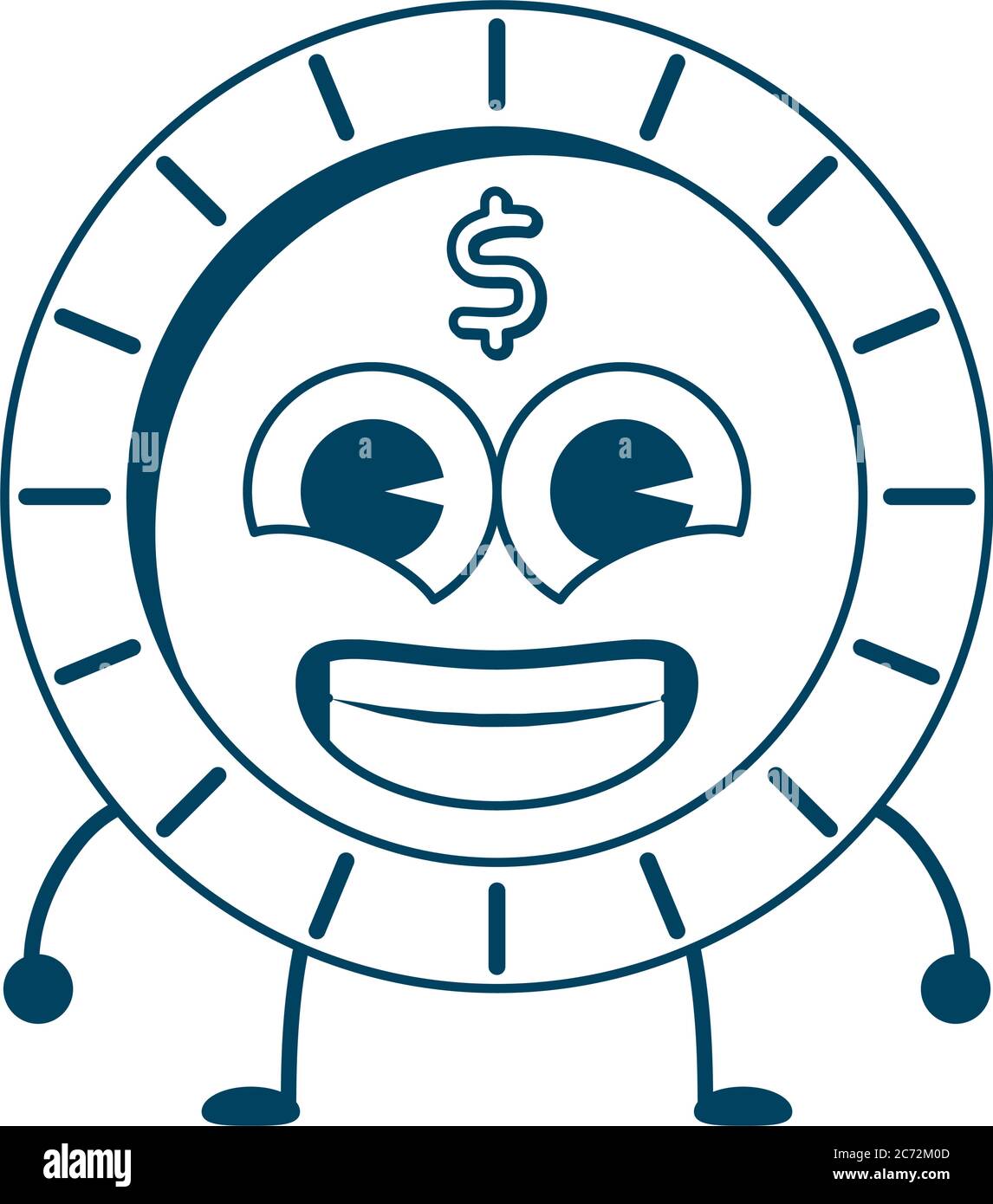 coin money dollar emoticon kawaii character vector illustration design ...
