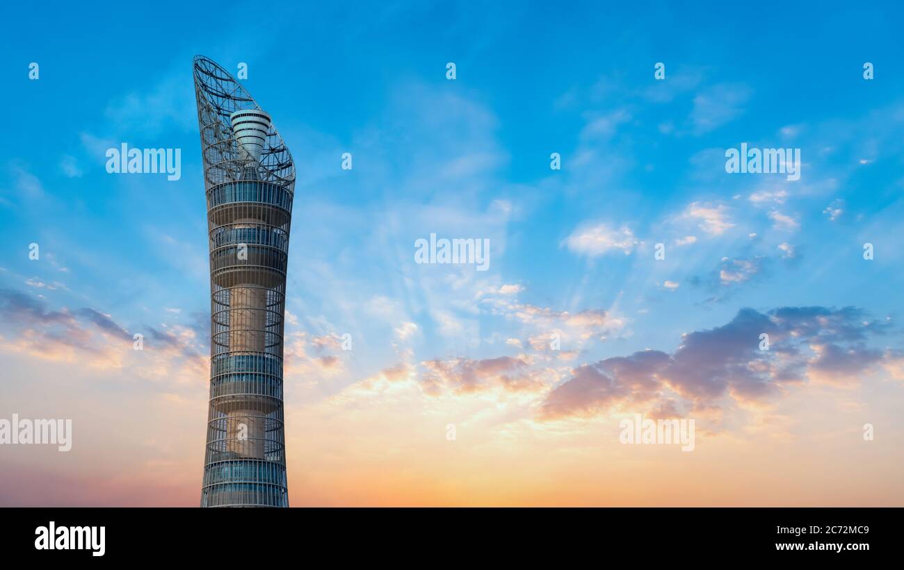Doha, Qatar - February 2019: Aspire Tower, nicknamed Torch Doha ...