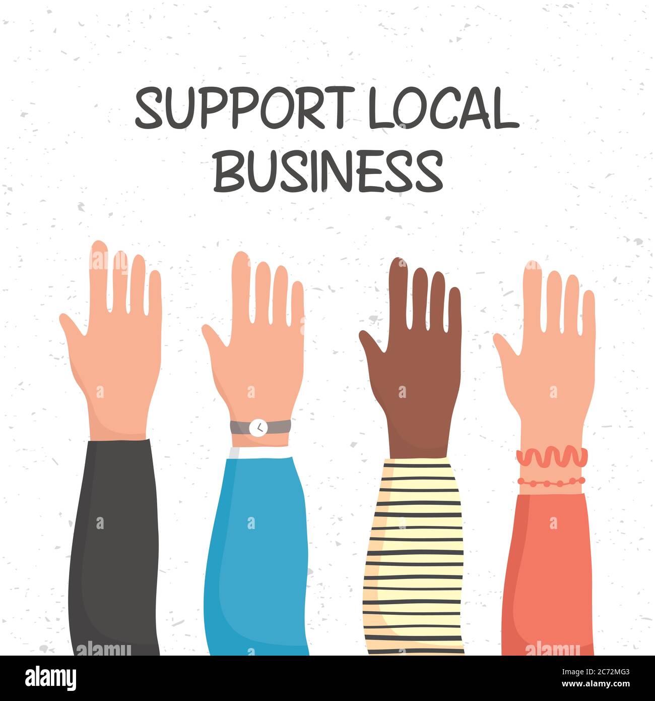 support local business campaign with hands humans lifting vector ...
