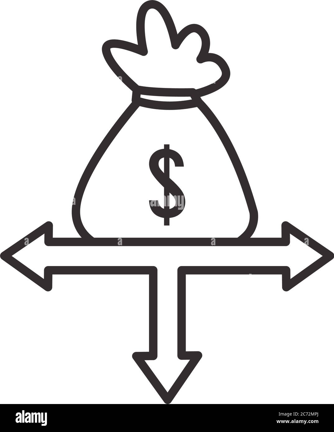 bag and arrows of line style icon of money financial banking commerce ...