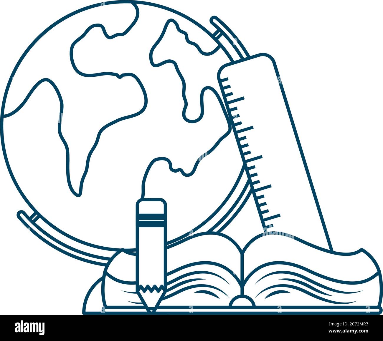 world planet earth with book and supplies school vector illustration ...