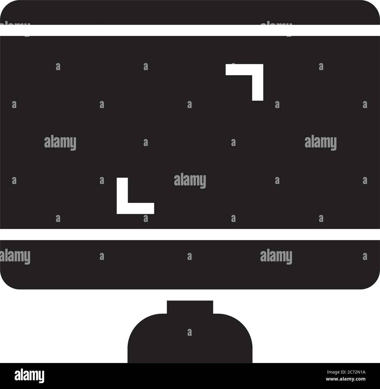 computer with square corners on screen over white background ...