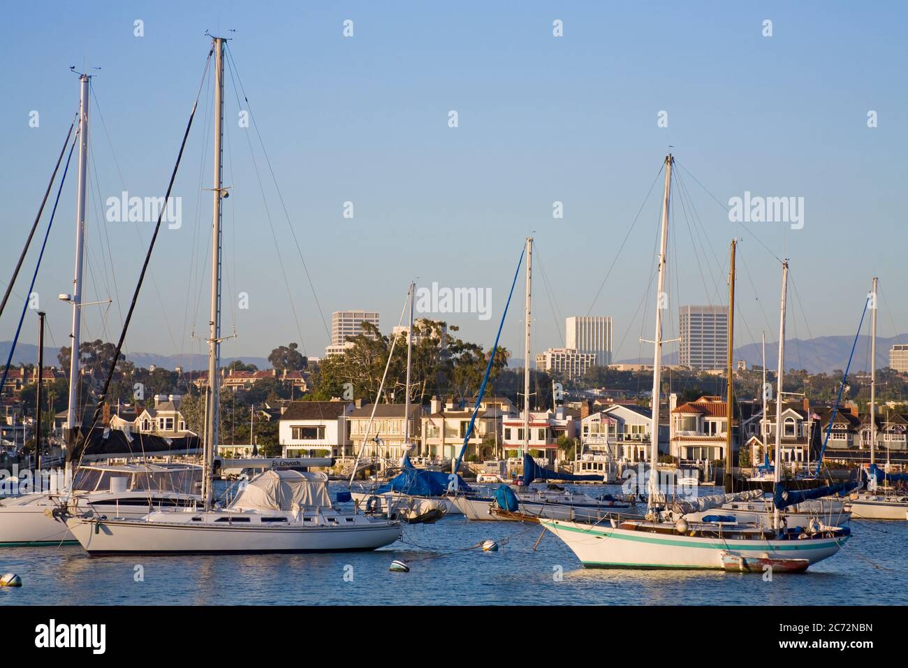 Boats in Newport Channel near Balboa, City of Newport Beach,Orange ...