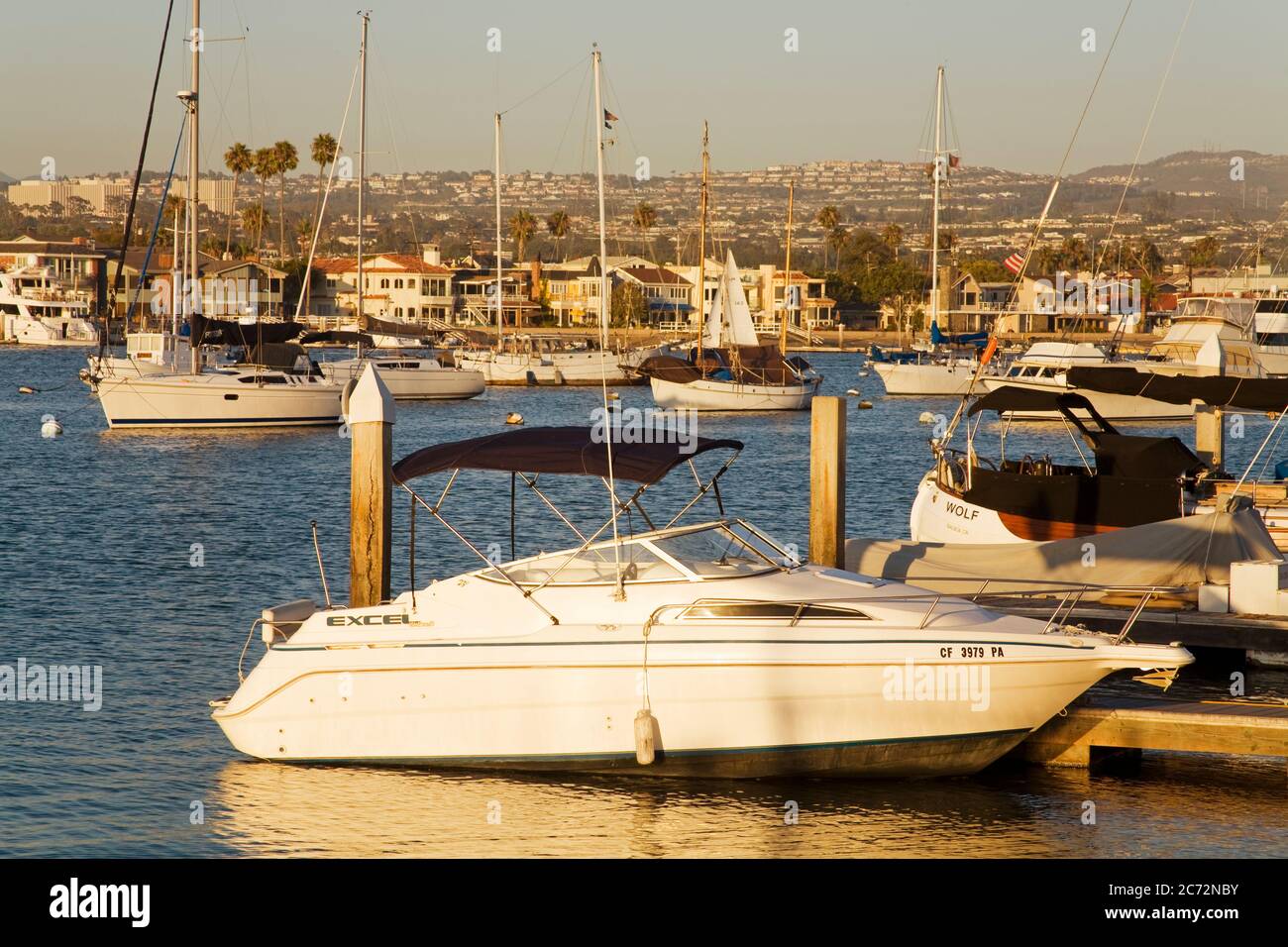 Boats in Newport Channel near Balboa, City of Newport Beach,Orange ...