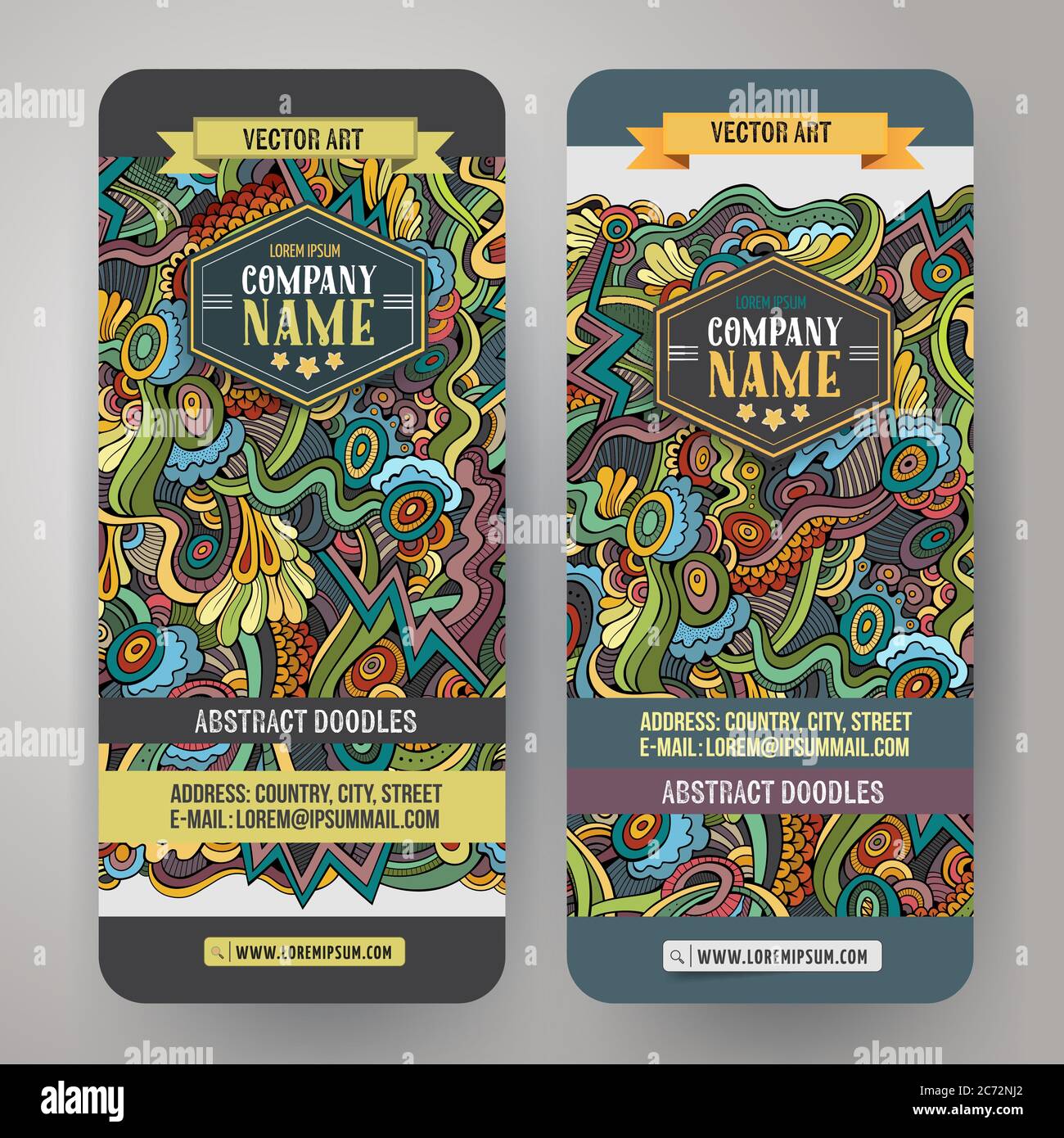 Cartoon cute vector doodles curls, swirls banners Stock Vector Image ...