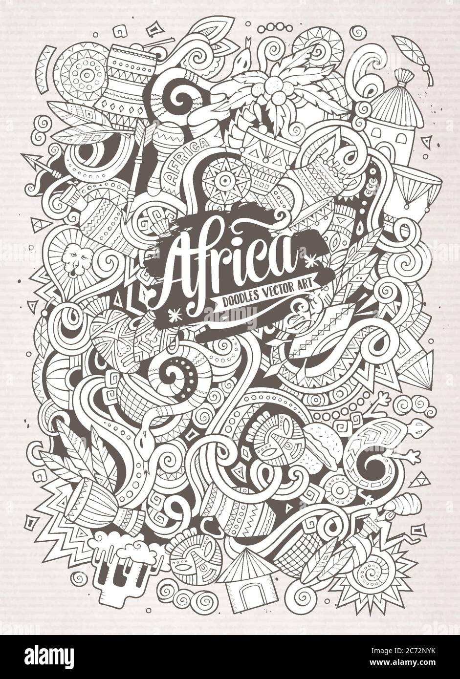 Cartoon cute doodles Africa illustration Stock Vector Image & Art - Alamy