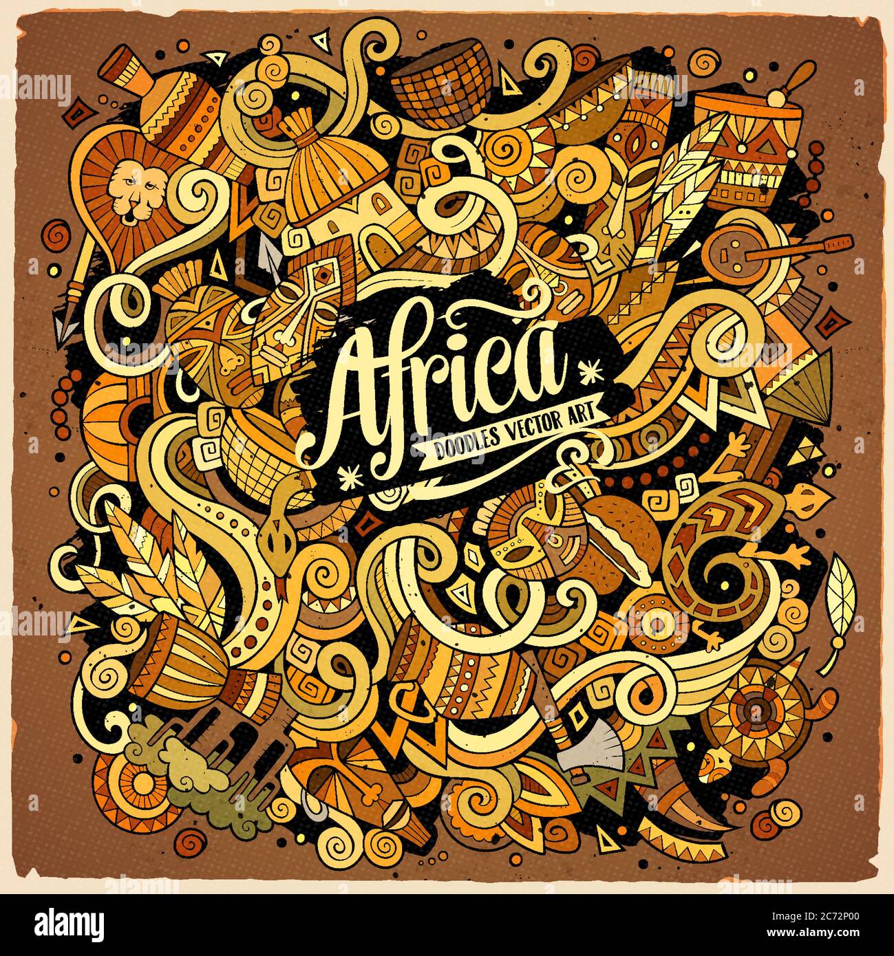Cartoon cute doodles Africa illustration Stock Vector Image & Art - Alamy
