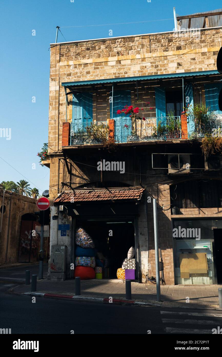 Building with a nice terrace, city of Tel Aviv Israel Stock Photo - Alamy