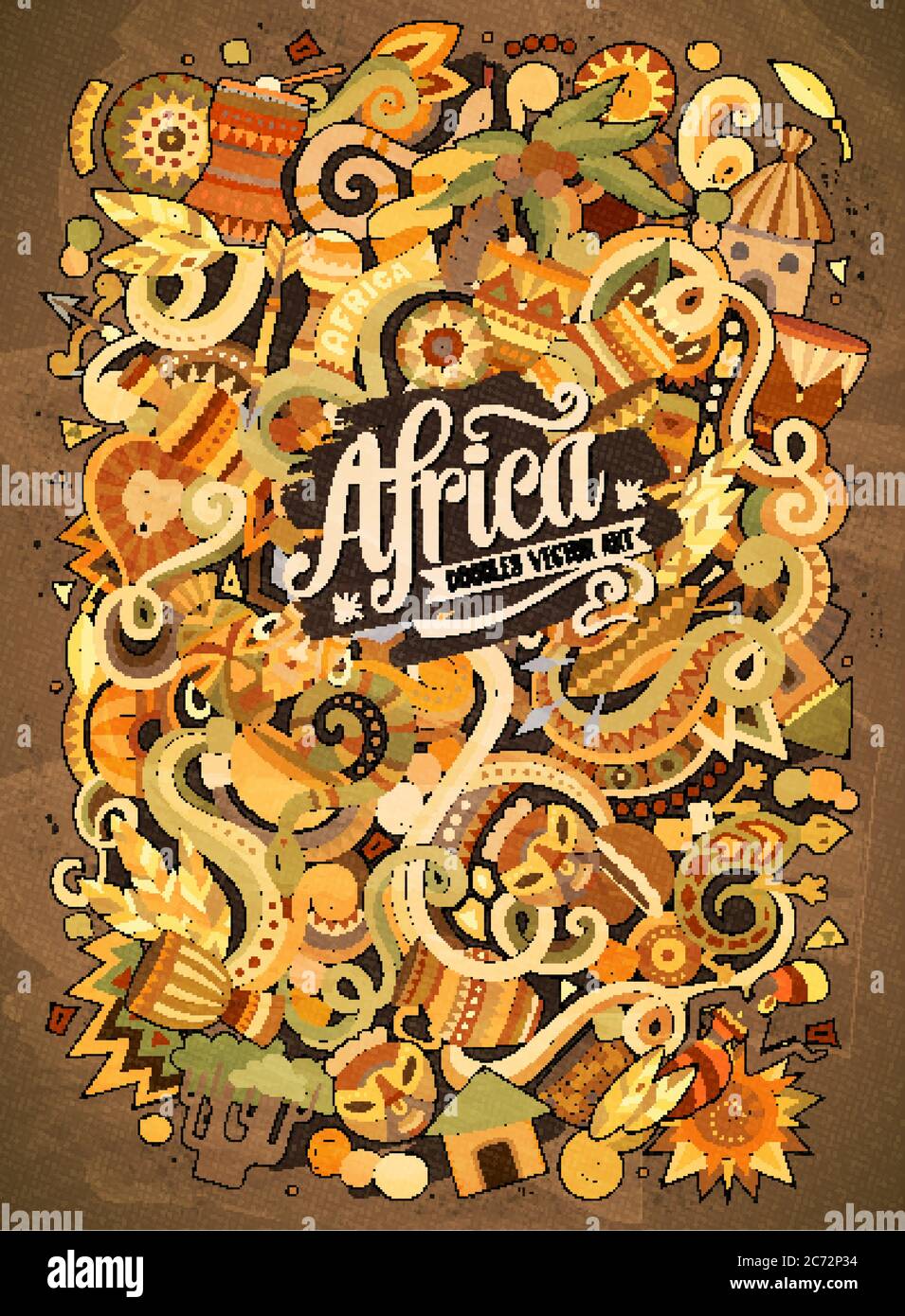 Cartoon cute doodles Africa illustration Stock Vector Image & Art - Alamy