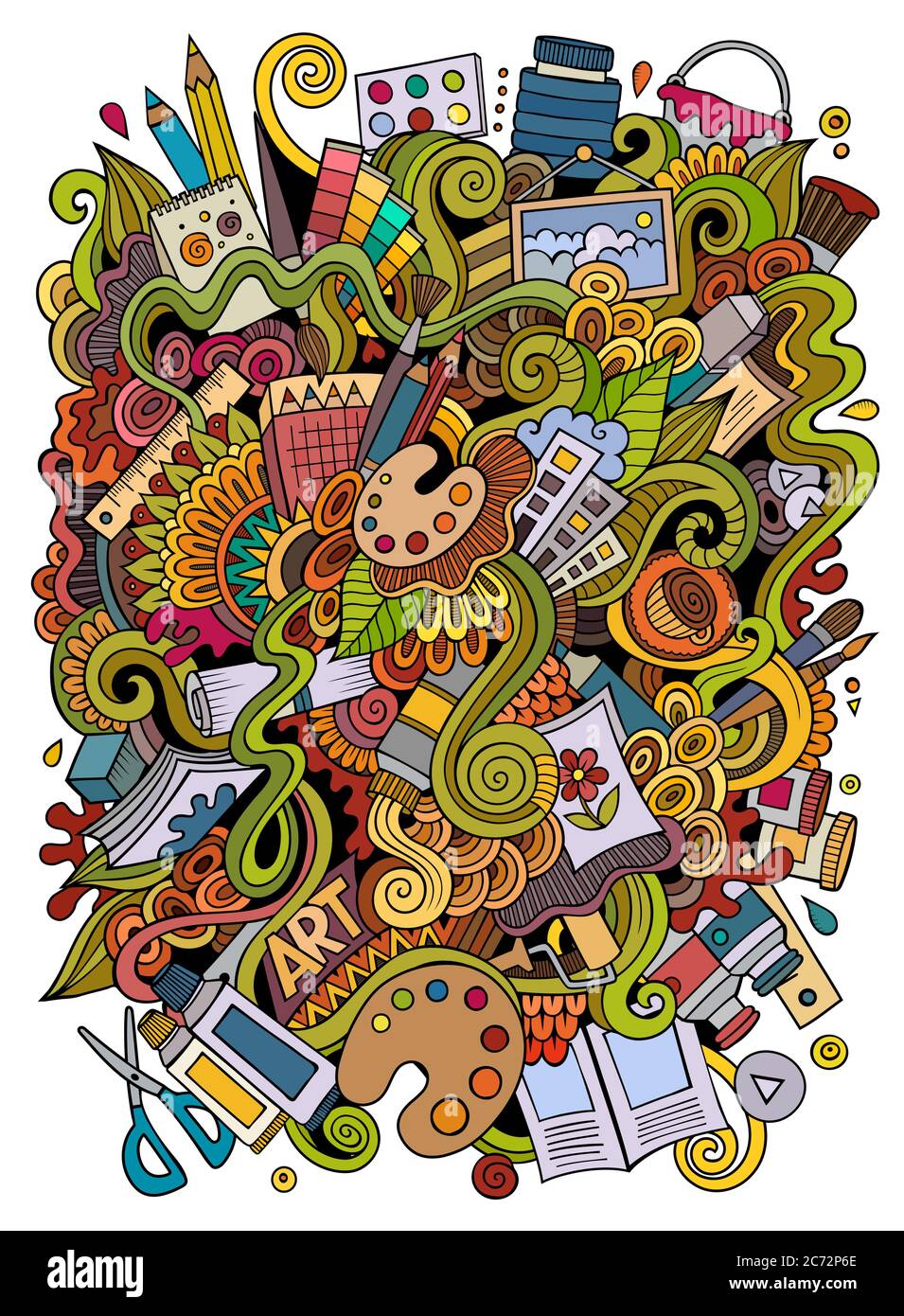 Cartoon cute doodles hand drawn Artistic illustration Stock Vector ...