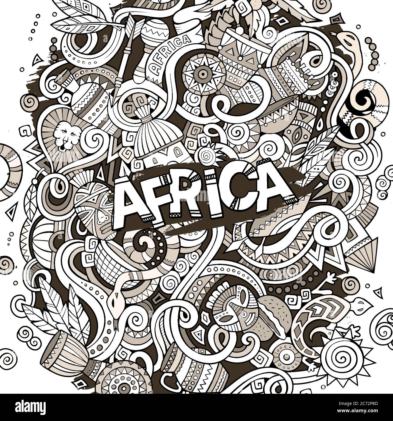 Cartoon cute doodles Africa illustration Stock Vector Image & Art - Alamy
