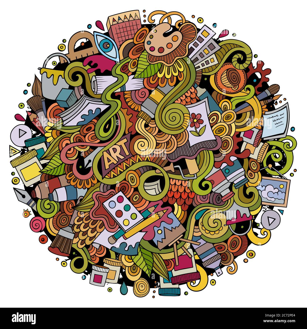 Cartoon cute doodles hand drawn Artistic illustration Stock Vector ...