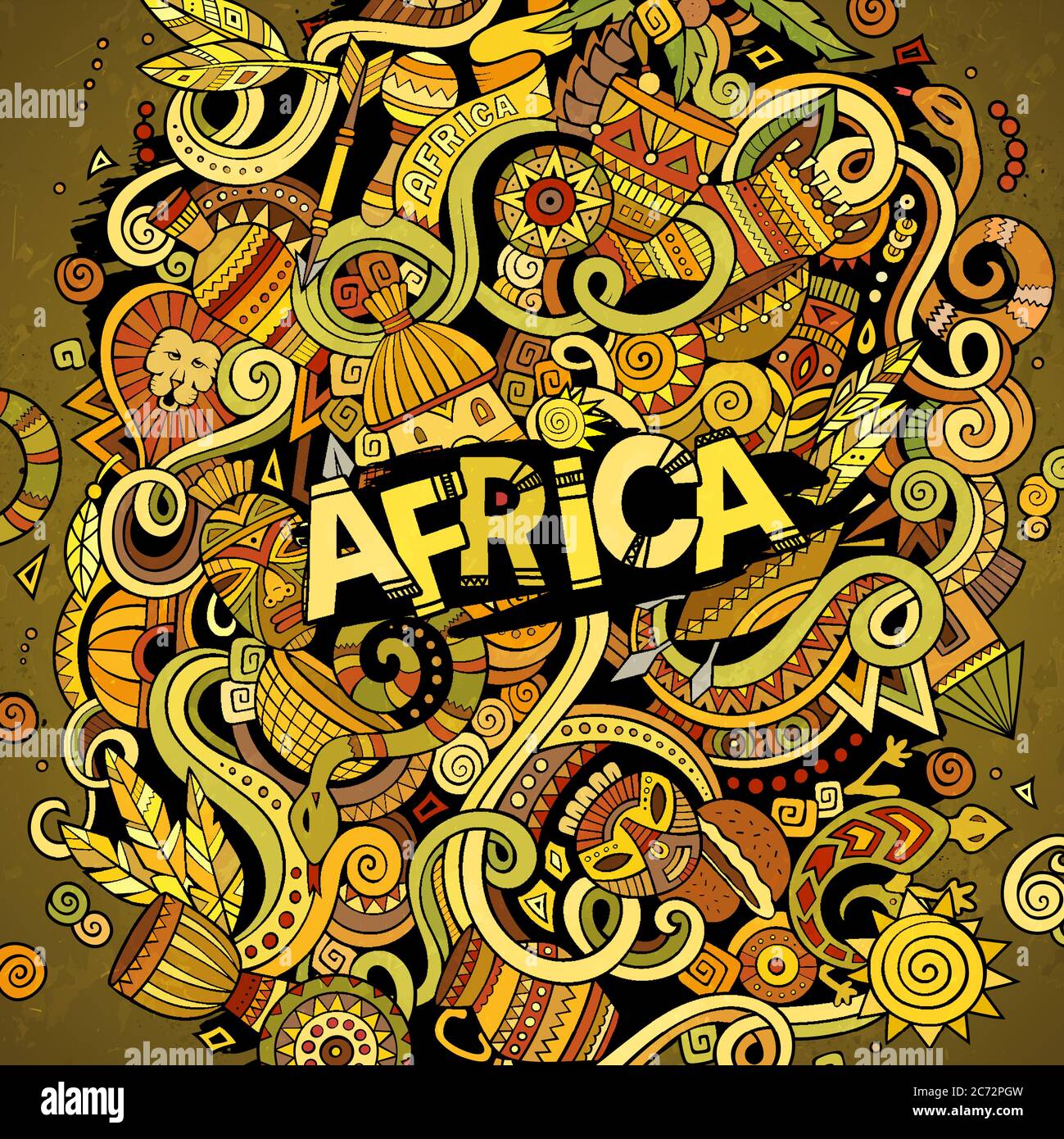 Cartoon cute doodles Africa illustration Stock Vector Image & Art - Alamy